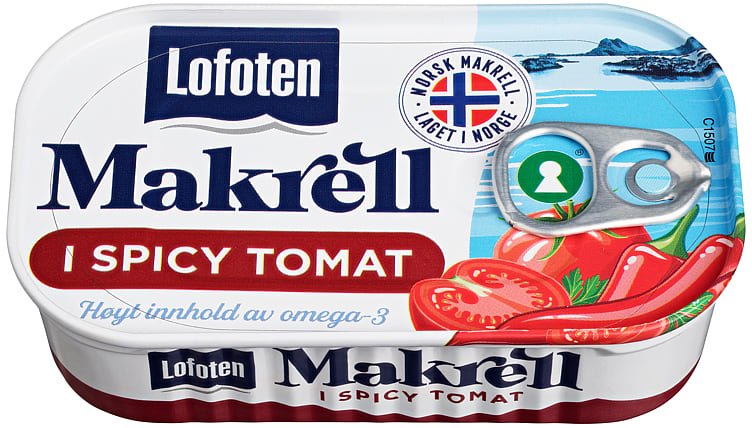 Spicy Makrell i Tomat 110g – Lofoten Qualität genießen – NorwegianShop24